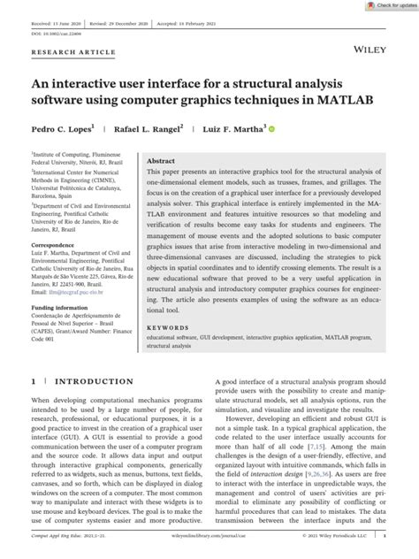 an interactive user interface for a structural analysissoftware using