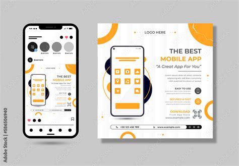 Mobile App Social Media Post Design Template Stock Template Adobe Stock