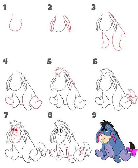 آموزش نقاشی الاغ پو کودکانه