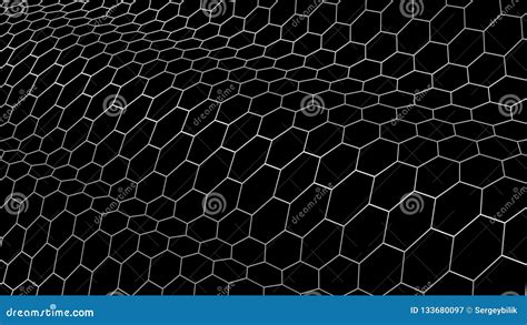 Hexagonal Grid Net Waving Field Landscape Seamless Loop Drawing Motion