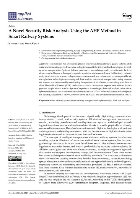 Pdf A Novel Security Risk Analysis Using The Ahp Method In Smart Railway Systems