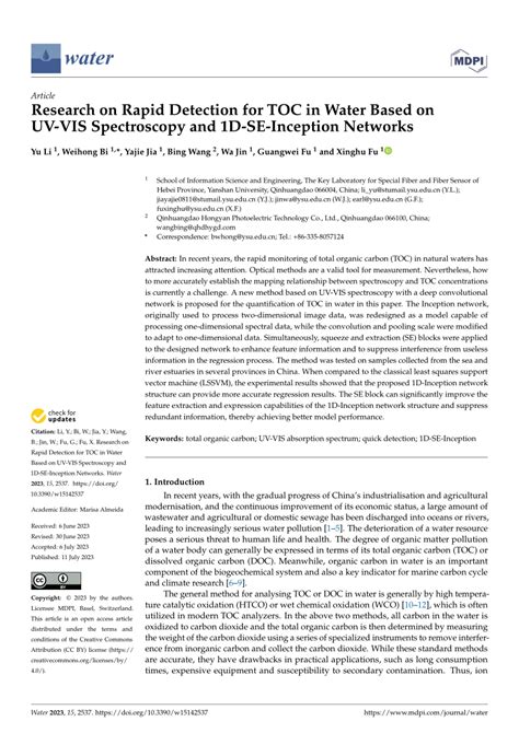 Pdf Research On Rapid Detection For Toc In Water Based On Uv Vis Pdf Research On Rapid Detection For Toc In Water Based On Uv Vis