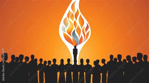 Torch Of Unity A Single Torch Whose Flame Transforms Into Simple Stylized Diverse Figures