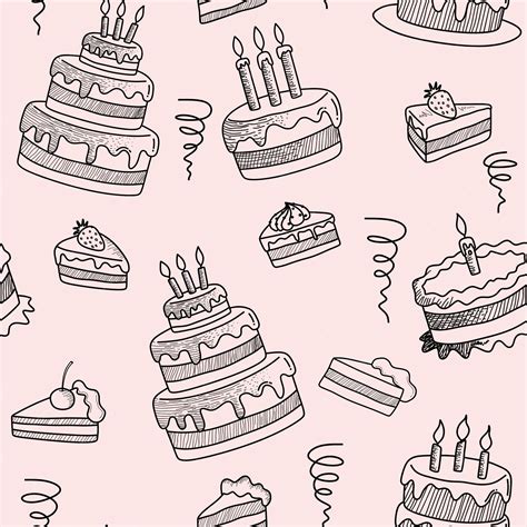Premium Vector Cute Doodle Cake Seamless Pattern