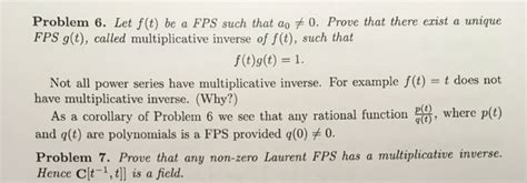 Solved Problem Let F T Be A FPS Such That A Prove Chegg Com