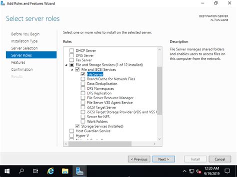 Windows Server 2019 File Server Install Server World