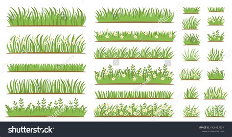 Green Grass Flat Icon Set Isolated Stock Vector Royalty Free