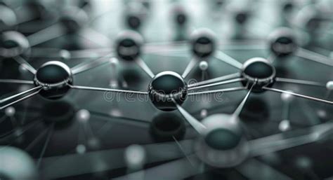 Abstract Representation Of Molecular Structure With Metallic Spheres And Connecting Lines Stock
