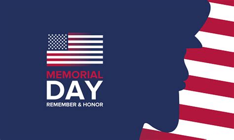 미국에서 기념일 기억과 명예 미국 군대에서 복무 하는 동안 사망한 사람을 기억 하 고 명예 롭게 하는 연방 휴일 5 월에 축 하 벡터 포스터 5월에 대한 스톡 벡터 아트 및