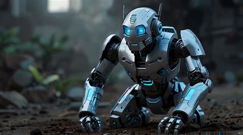 Futuristic Robot Gaming In A Hovering Pose Premium Ai Generated Image