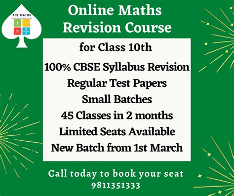 Ace Maths Online Maths Revision Course For Class 10th Covering 100