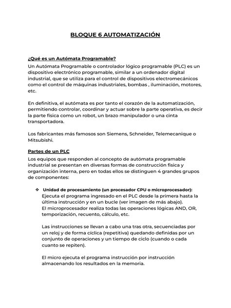 Bloque 6 Automatización Pdf Controlador Lógico Programable Bloque 6 Automatización Pdf Controlador Lógico Programable