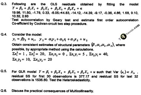 Applied Econometrics Past Papers T4Tutorials