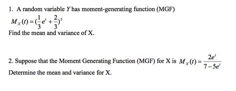 Solved 1 A Random Variable Yhas Moment Generating Function