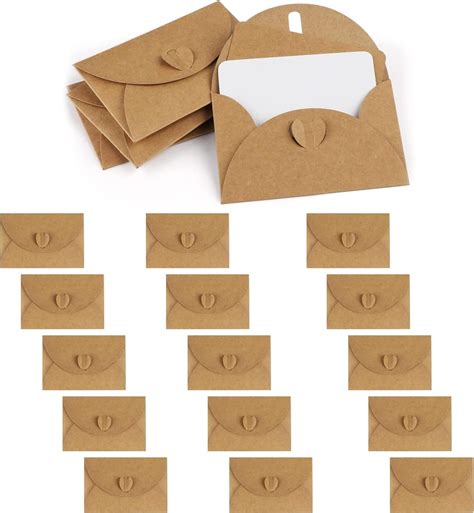 Rymaup® Lot De 20 Enveloppes En Papier Cowide Kraft Avec Fermeture En Forme De Cœur Pour