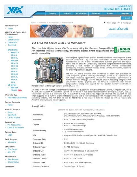 Via Epia Mii Series Mini Itx Mainboard Xander