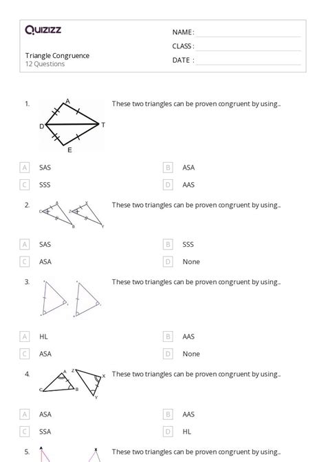 Printable Congruence Worksheets For Year 10 Quizizz