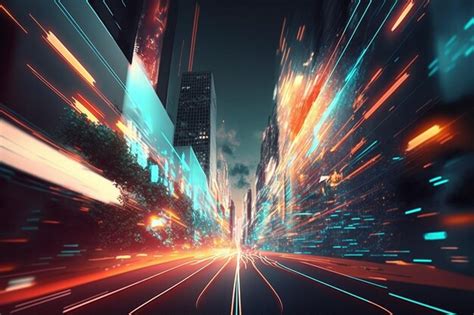 Premium Ai Image The Smart City Concept Where Abstract Dot Points Connect With Gradient Lines