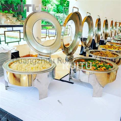 6l Big Glass Window Stainless Steel Chefing Dish Set With Electric Or