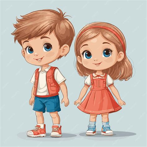 Vector Hermano Y Hermana Sobre Un Fondo Blanco Vector Premium