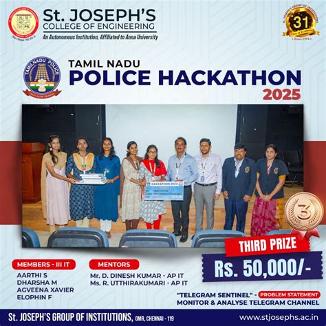 Tnpolicehackathon Hackathon Hackathonwinners Success Achievement… St Josephs College Of