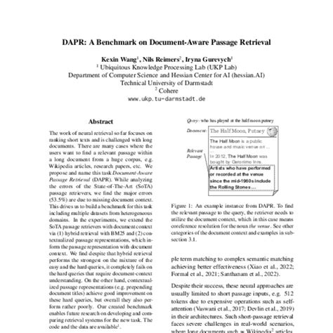 Dapr A Benchmark On Document Aware Passage Retrieval Acl Anthology