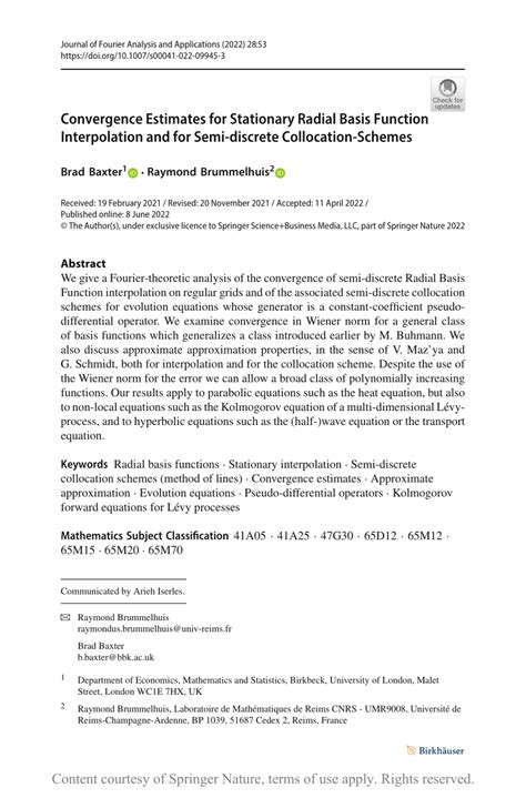 Convergence Estimates For Stationary Radial Basis Function Interpolation And For Semi Discrete