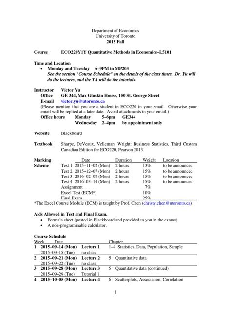 Syllabus Economics 220 Pdf Statistical Hypothesis Testing Statistical Theory