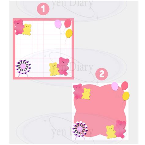 곰돌이 젤리 꽃 체크 메모지