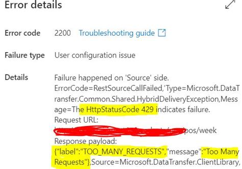 Postman How To Resolve Tatuscode 429 Toomanyrequests In Azure Data Factory Stack