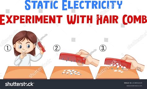 Static Electricity Experiment Hair Comb Illustration Stock Vector
