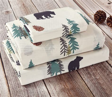 Bear Wilderness Sheet Set Queen Black Forest Decor