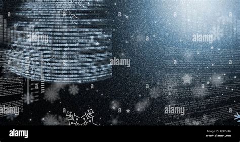 white writing on black snowing background computer code program coding and technology concept