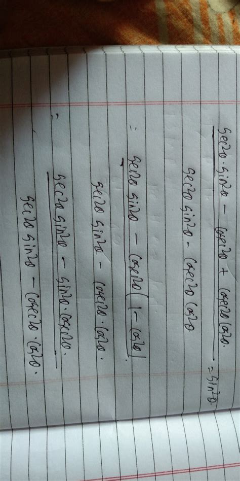 prove that sec { 2 } theta sin { 2 } theta csc { 2 } theta