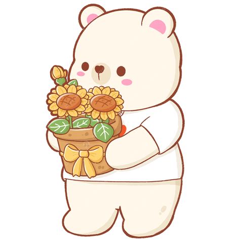 곰이 해바라기 화분을 잡고 있다 곰 해바라기 귀여운 곰 Png 일러스트 및 Psd 이미지 무료 다운로드 Pngtree