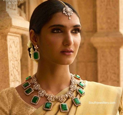 Diamond And Emerald Necklace Set Indian Jewellery Designs