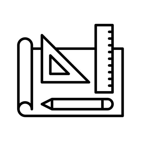 Blueprint Vector Outline Icon Simple Stock Illustration Stock