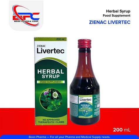 Zienac Livertec Herbal Syrup Food Supplement 200ml Liver Detox And Suppo