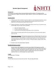 Narrative Speech Assignment Pdf Narrative Speech Assignment Assignment For This Speech The