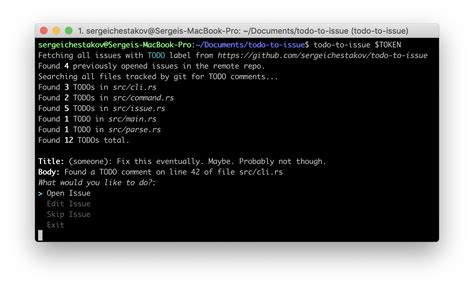 Github Sergeichestakovtodo To Issue Convert Todo Comments Into Github Issues