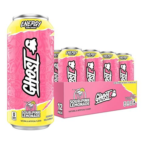 Brandclub Ghost Energy Drink 12 Pack Sour Pink Lemonade 16oz Cans