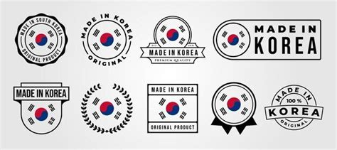 한국 로고 디자인에서 만든 한국 레이블 배지 벡터 일러스트 디자인 번들 세트 프리미엄 벡터 Korea Logo