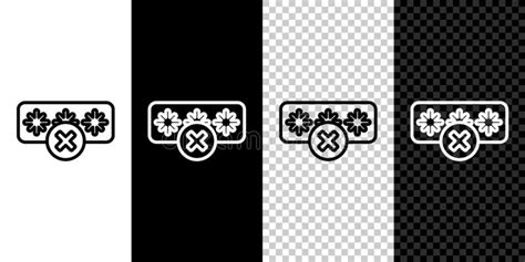 Set Line Password Protection And Safety Access Icon Isolated On Black