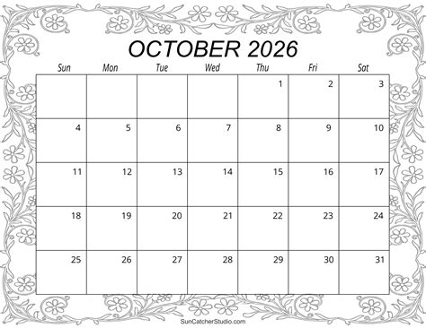 October 2026 Calendar Free Printable Free Printables Lettering