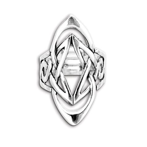 Cr 352 Sterling Silver Elongated Celtic Knot Ring