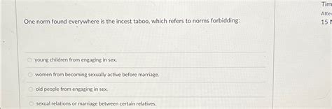 Solved One Norm Found Everywhere Is The Incest Taboo Which