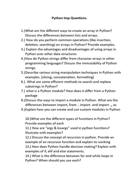 Python Imp Questions Pdf