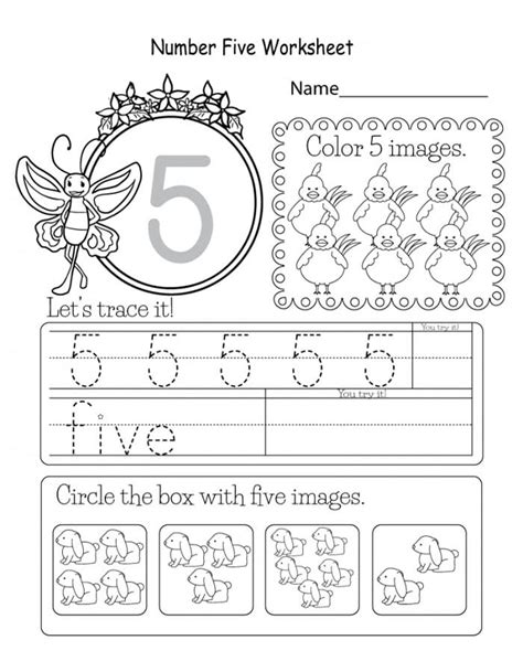 Printable Number 5 Tracing Activity Free Download And Print For You