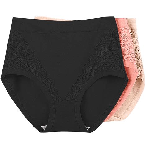 Meetotime 3 Pack Plus Size Cotton Underwear For Women High Waisted