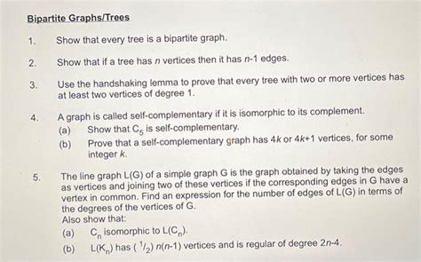 1 Show That Every Tree Is A Bipartite Graph 2 Show